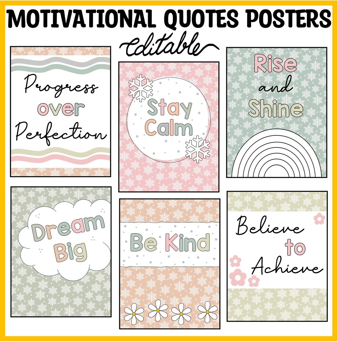 Snowflakes Calm Colors Motivational Posters, Growth Mindset Posters for ...