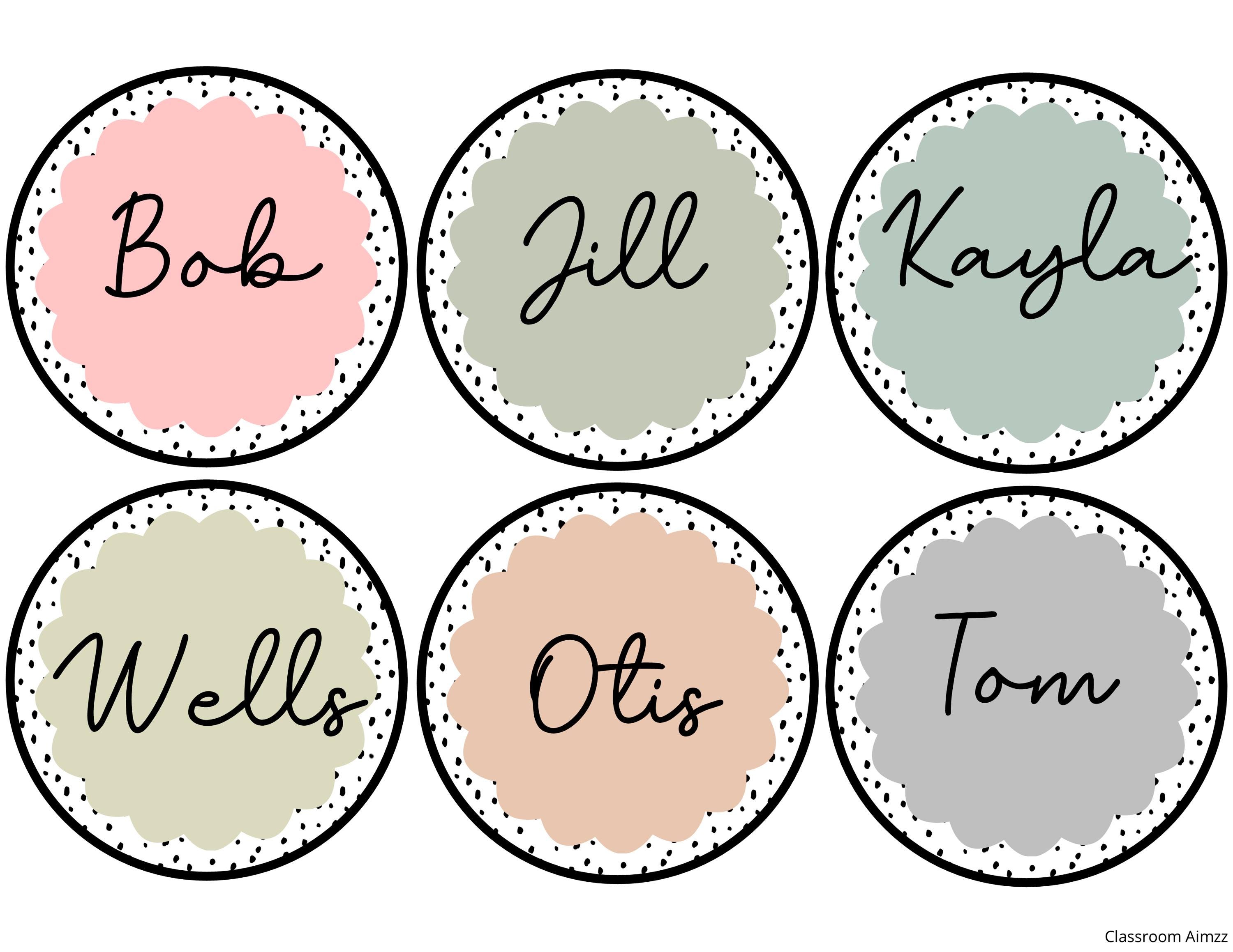 Back to School Printable Boho Neutral Spotty Student Name Labels, Cubby ...