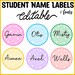 Printable Polka Dots Student Name Labels. Bright and Colorful Round ...
