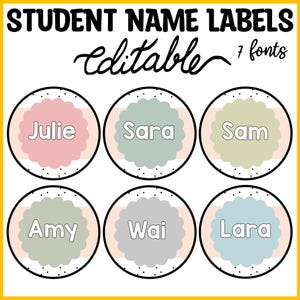 Printable Boho Dotty Student Name Labels, Calm Colors Classroom Labels ...