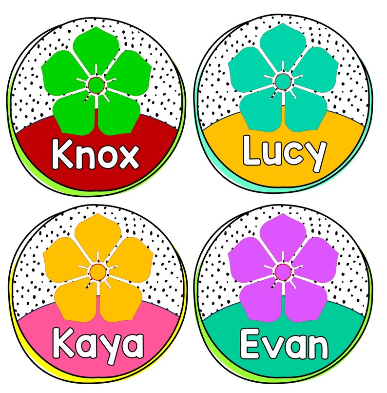 Back to School Floral Spotty Spring Student Name Plates, Spotty ...