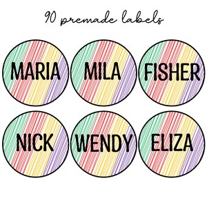 Printable Colorful Round Student Name Labels, Editable Classroom Labels ...