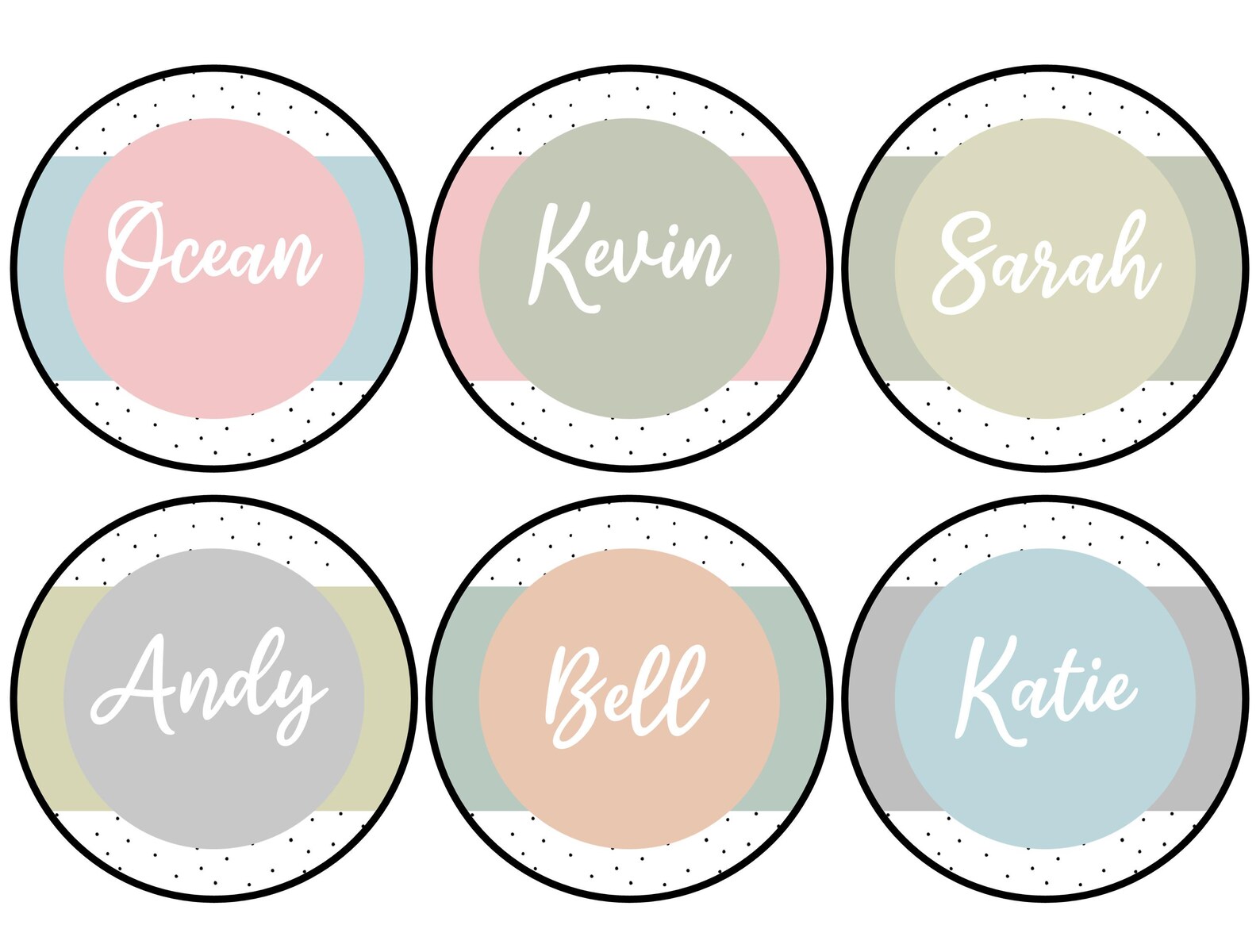 Printable Boho Neutral Spotty Student Name Labels, Cubby Labels, Boho ...