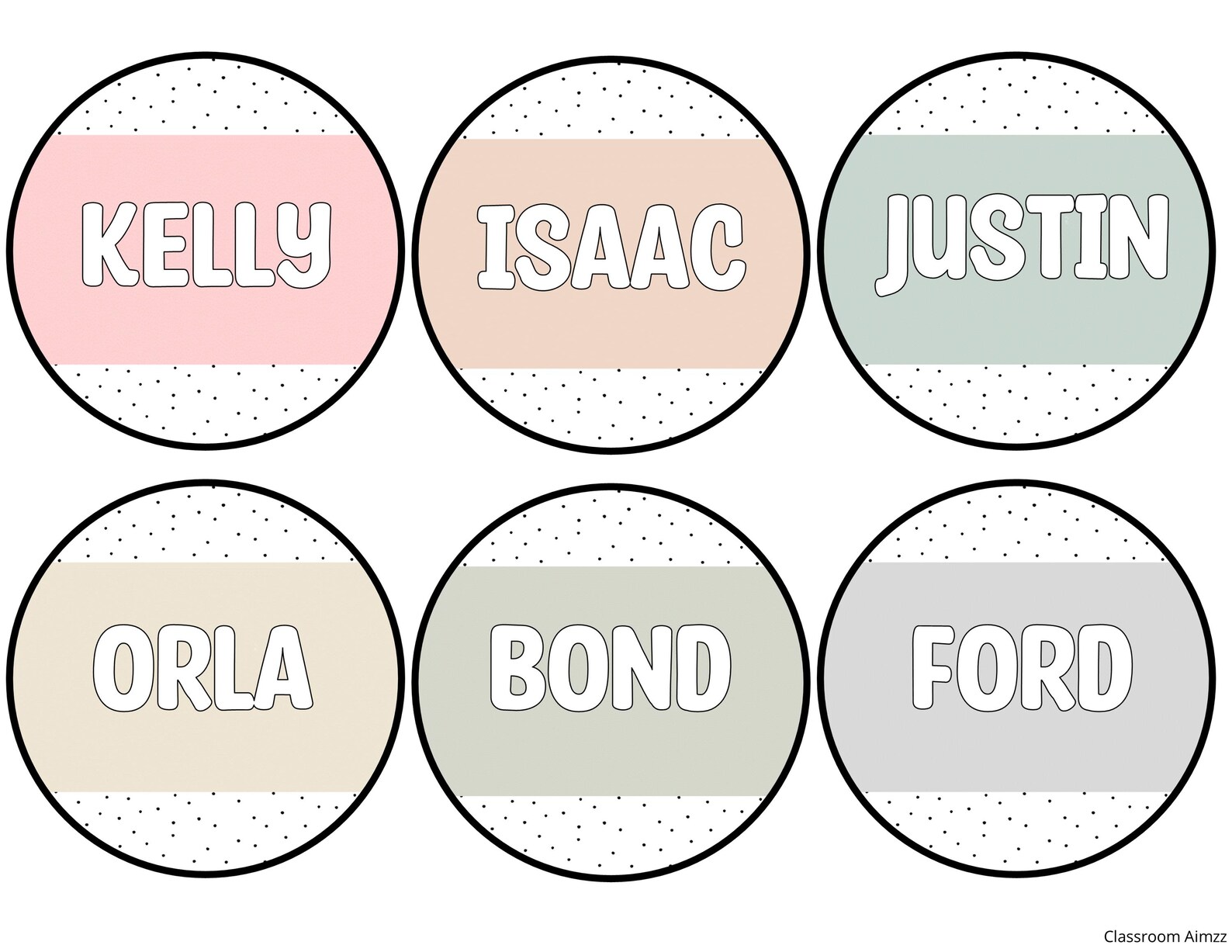Printable Boho Neutral Minimalist Dotty Student Name Labels, Calm ...