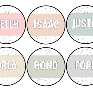 Printable Boho Neutral Minimalist Dotty Student Name Labels, Calm ...