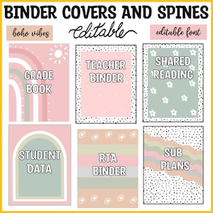 Printable Boho Neutral Spotty Binder Covers and Spines, Editable Binder ...