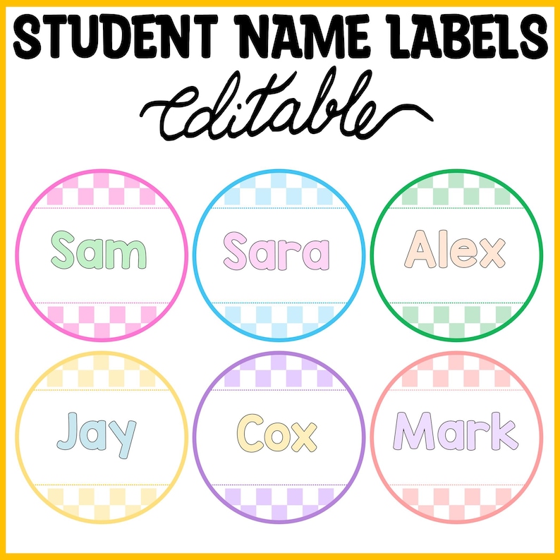Printable Pastel Student Name Tags, Round Daycare Labels, Circle Cubby ...