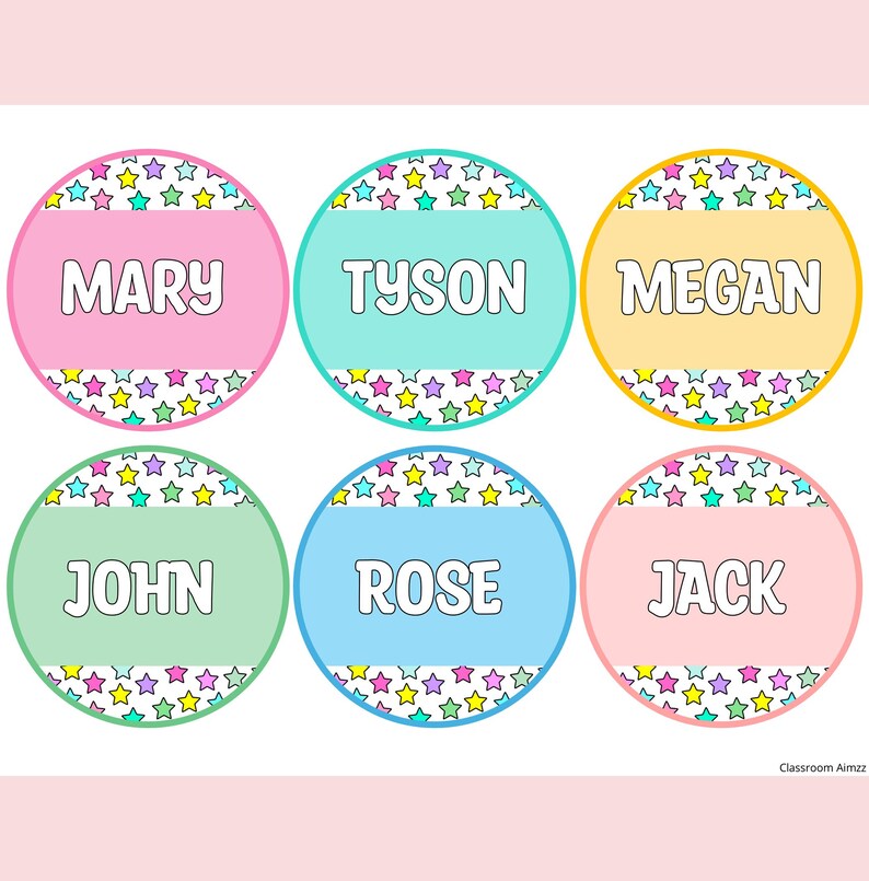 Star Name Labels, Printable Stars Student Name Labels, Back to School ...