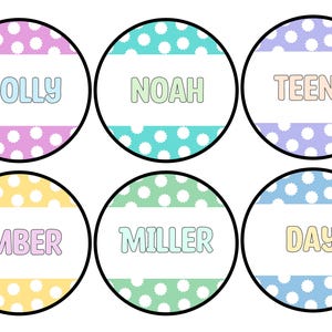 Back to School Round Name Tags, Printable Bright Student Name Tags ...