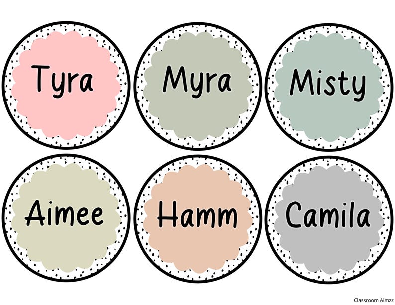 Back to School Printable Boho Neutral Spotty Student Name Labels, Cubby ...