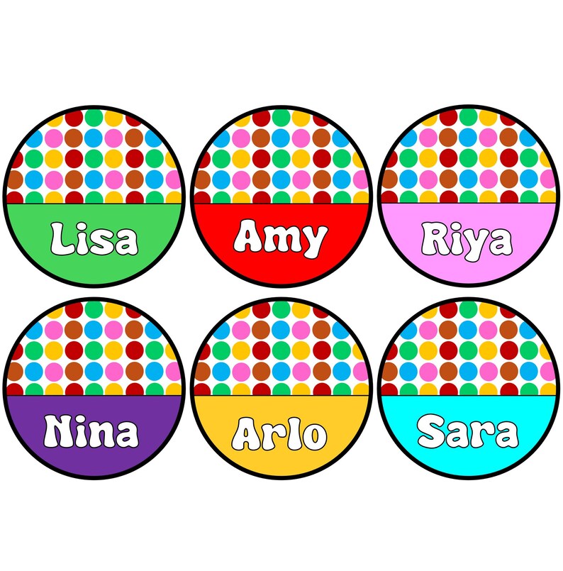 Kindergarten Back to School Printable Polka Dots Student Name Tags ...