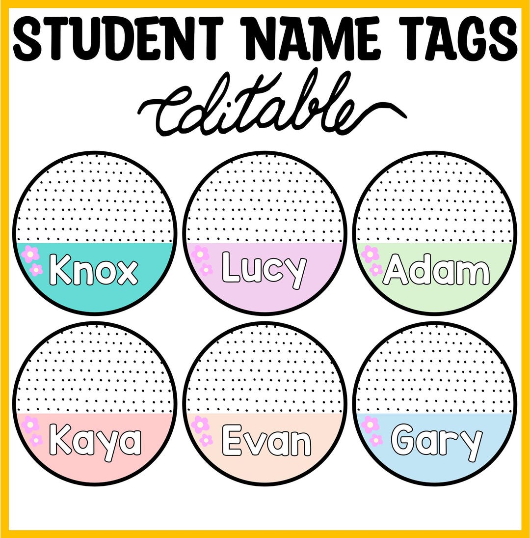 Printable Boho Neutral Spotty Student Name Plates, Name Cards, Cubby ...