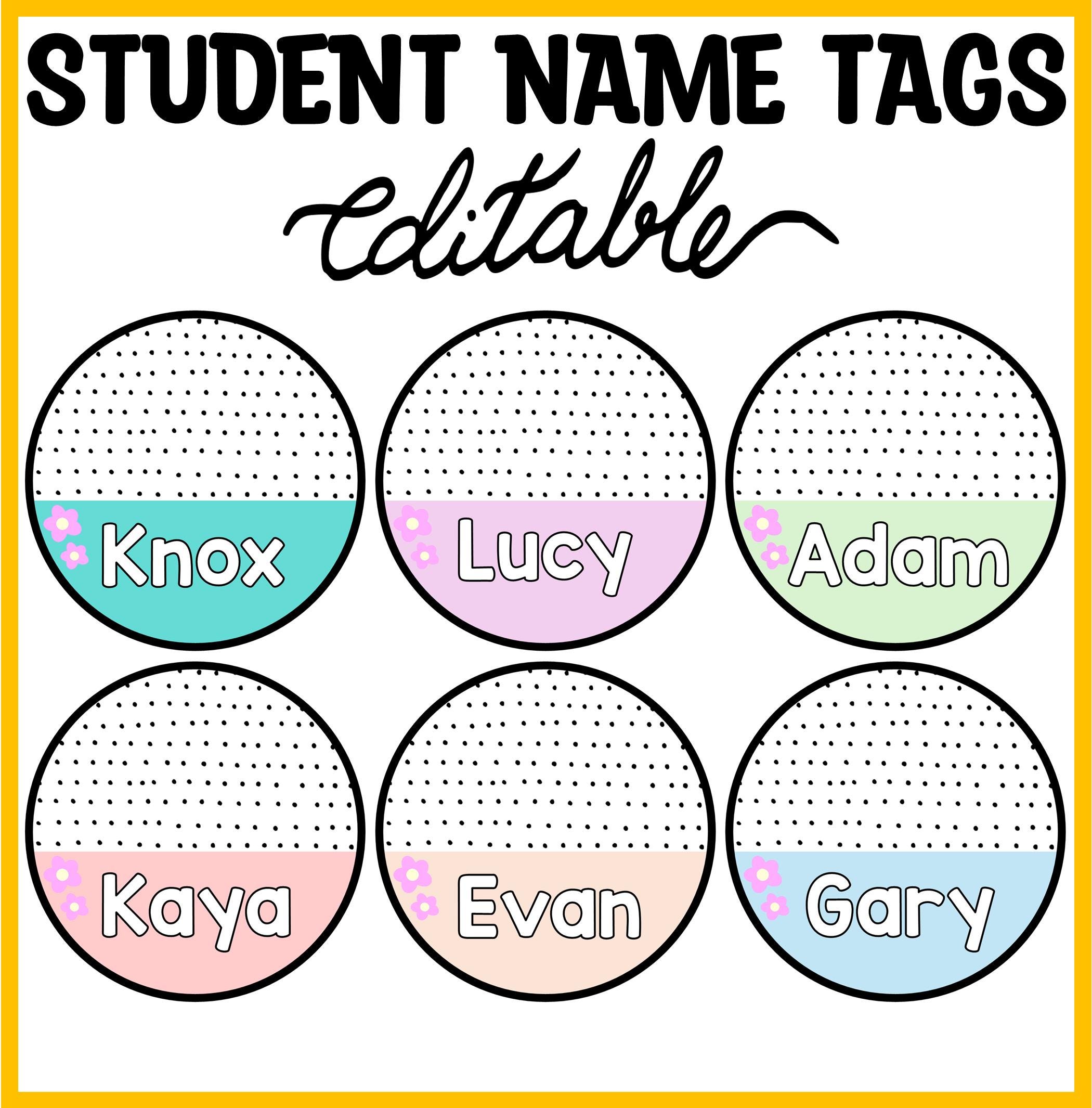 Printable Boho Neutral Spotty Student Name Plates, Name Cards, Cubby ...