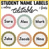 Printable Boho Spotty Neutral Student Name Labels, Round Student Name ...