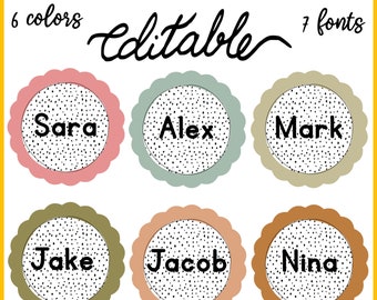 Printable Boho Spotty Student Name Labels, Classroom Labels, Nursery ...