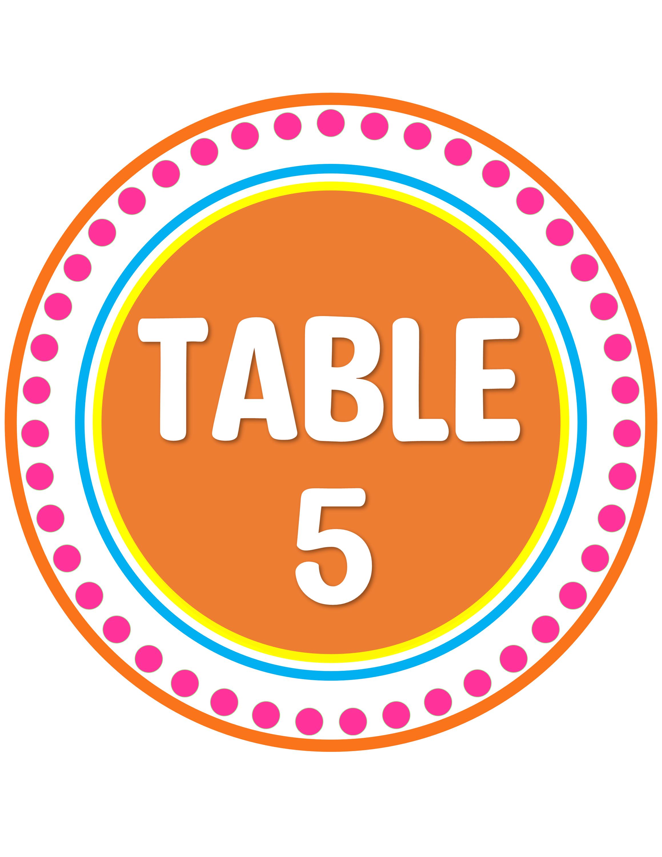 Printable Back to School Bright Table, Team and Group Numbers ...