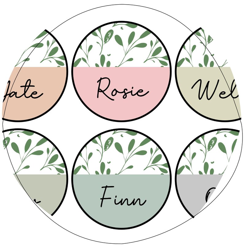 Printable Botanical Student Name Labels, Boho Neutral Student Name ...