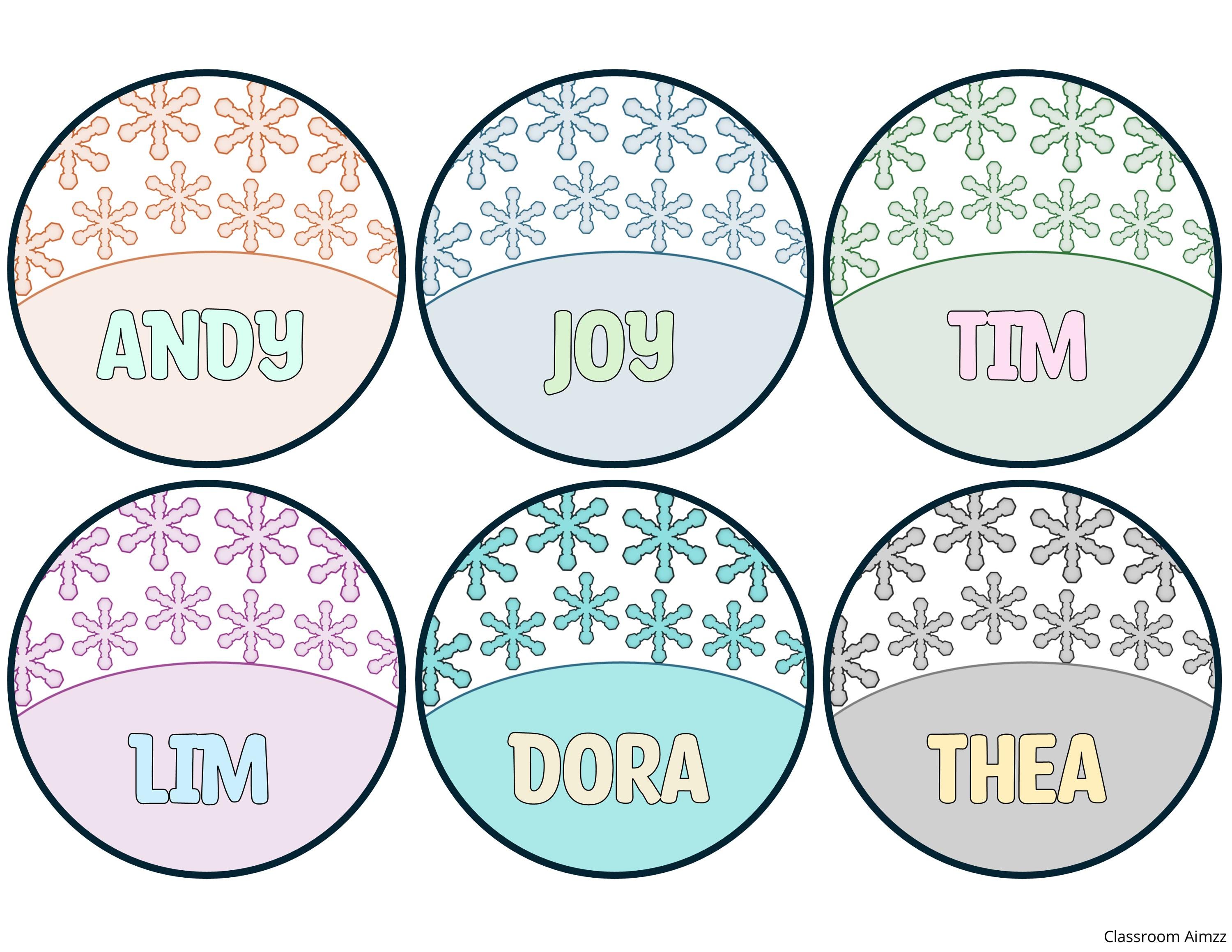 Winter Student Name Tags, Printable Snowflakes Name Labels, Cubby ...