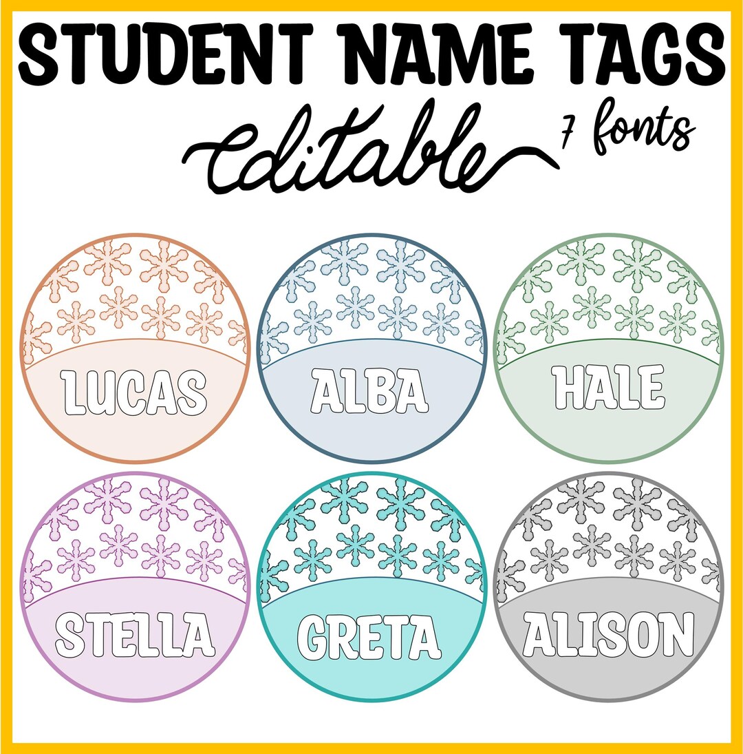 Winter Student Name Tags, Printable Snowflakes Name Labels, Cubby ...