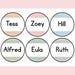 Printable Boho Neutral Spotty Round Student Name Labels, Circle Name ...