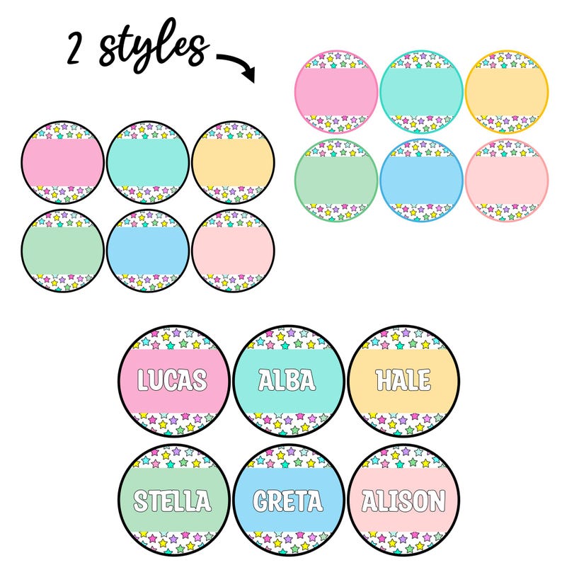 Star Name Labels, Printable Stars Student Name Labels, Back to School ...