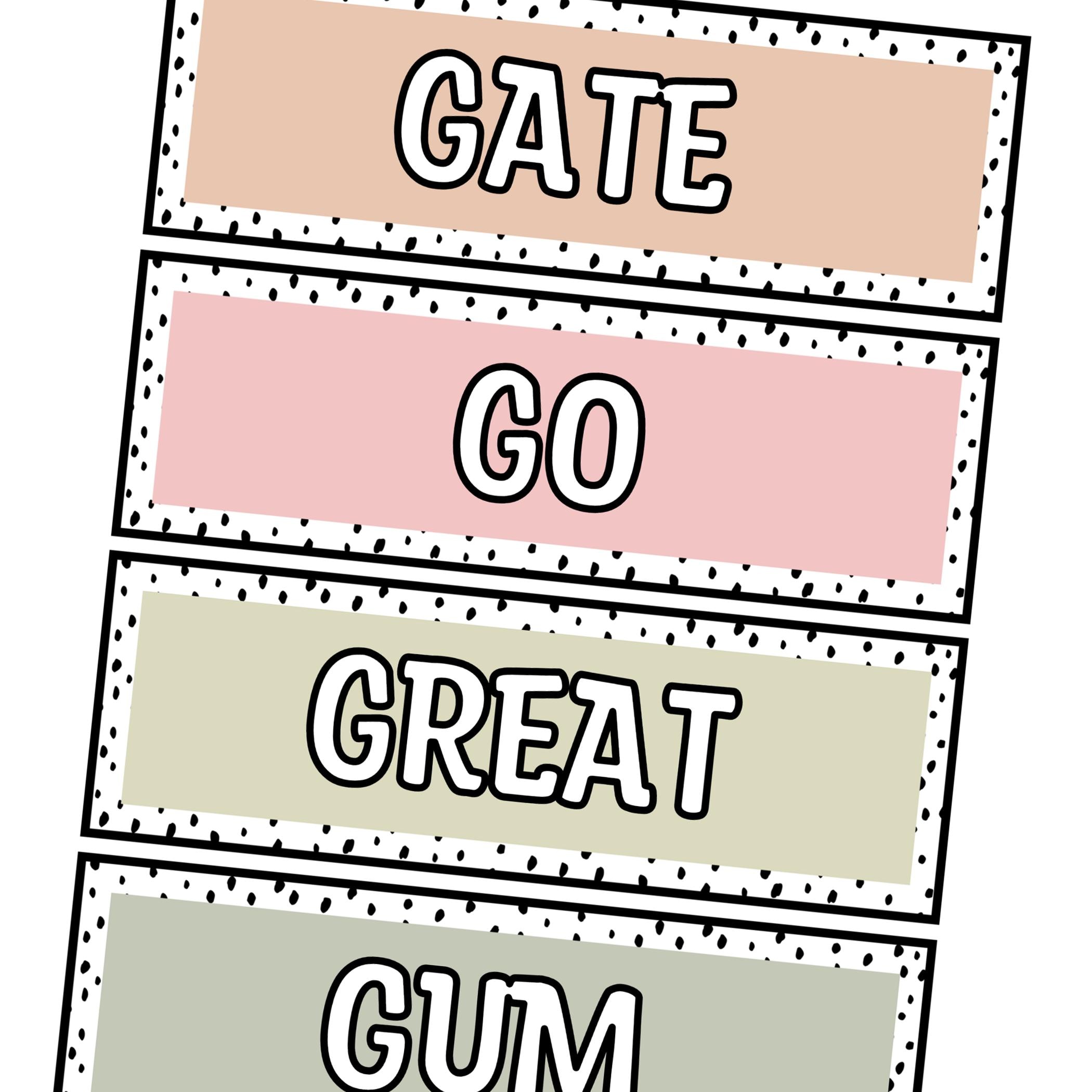 Printable Boho Neutral Spotty Word Wall, Wall Display, Alphabet Flash ...
