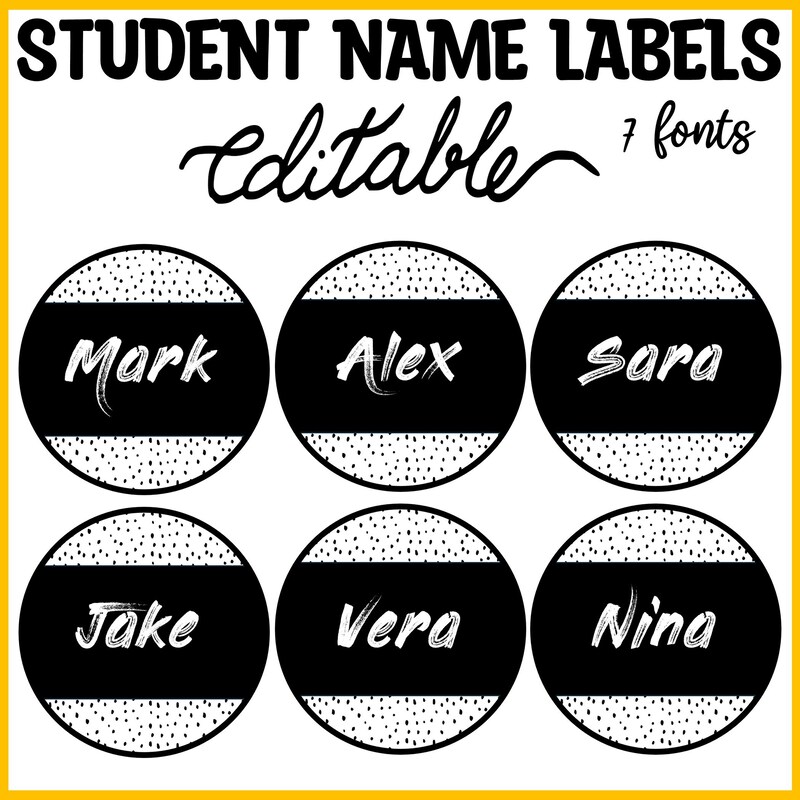Circle Name Plate Black - Etsy