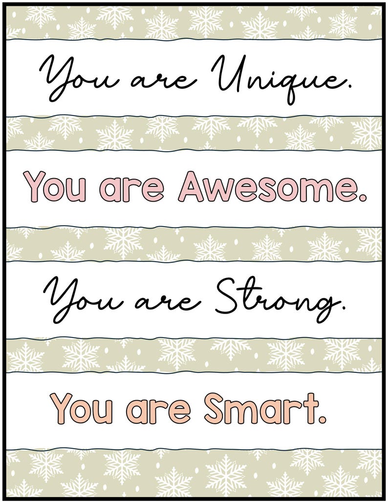 Snowflakes Calm Colors Motivational Posters, Growth Mindset Posters for ...