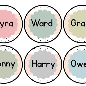 Printable Boho Dotty Student Name Labels, Calm Colors Classroom Labels ...