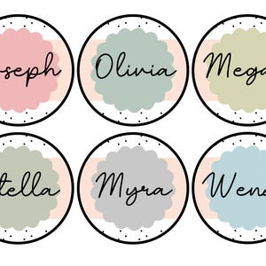 Printable Boho Dotty Student Name Labels, Calm Colors Classroom Labels ...