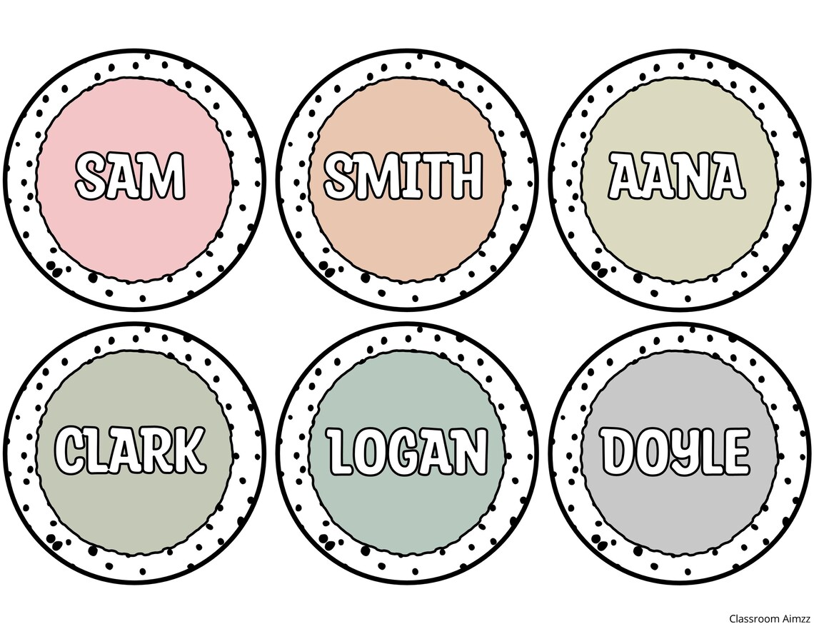 Printable Boho Neutral Spotty Student Name Labels, Back to School Kids ...