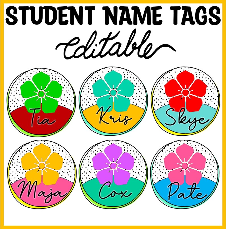 Back to School Floral Spotty Spring Student Name Plates, Spotty ...