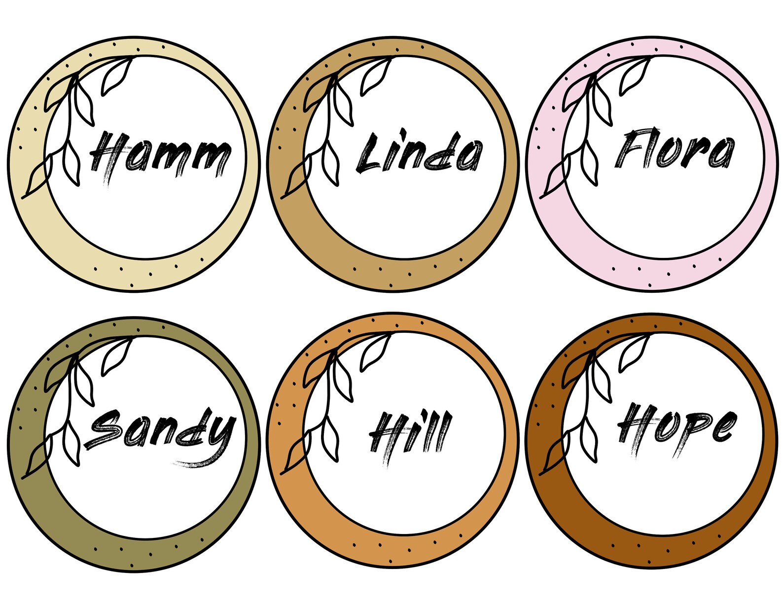 Printable Botanical Student Name Labels, Editable Name Badges, Boho ...