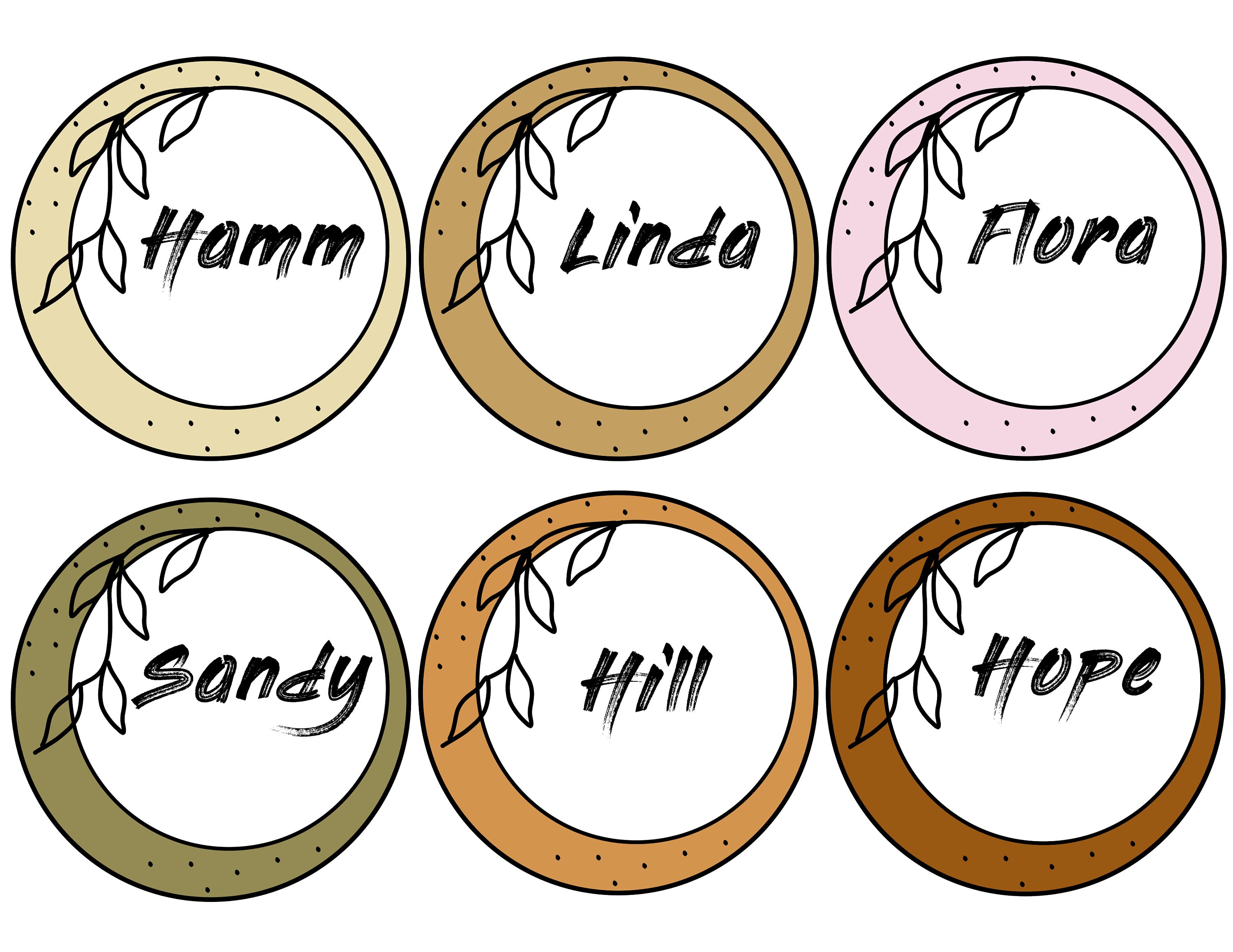 Printable Botanical Student Name Labels, Editable Name Badges, Boho ...