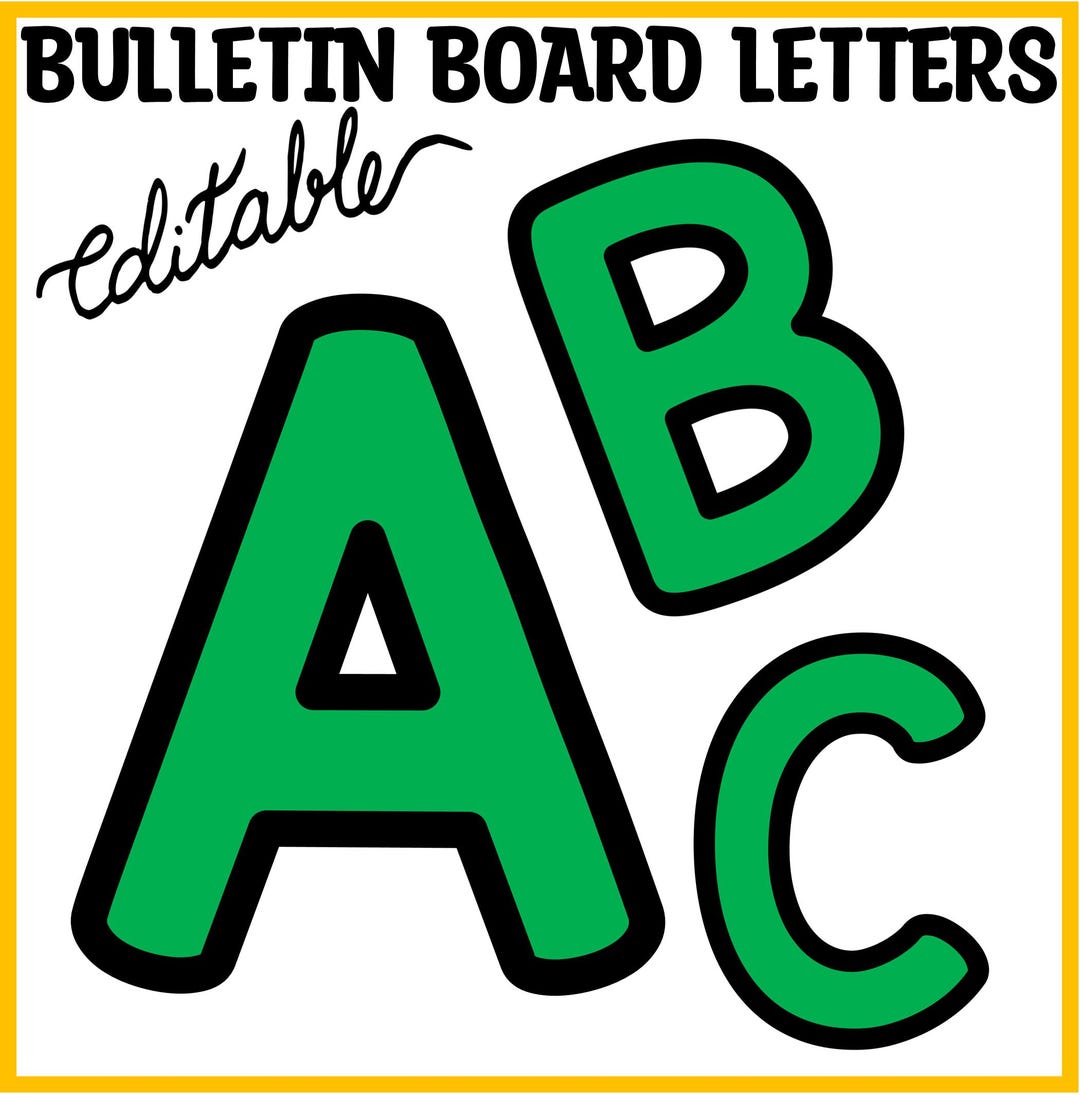 Printable Green Colorful Bulletin Board Letters, Large Alphabet Letters ...