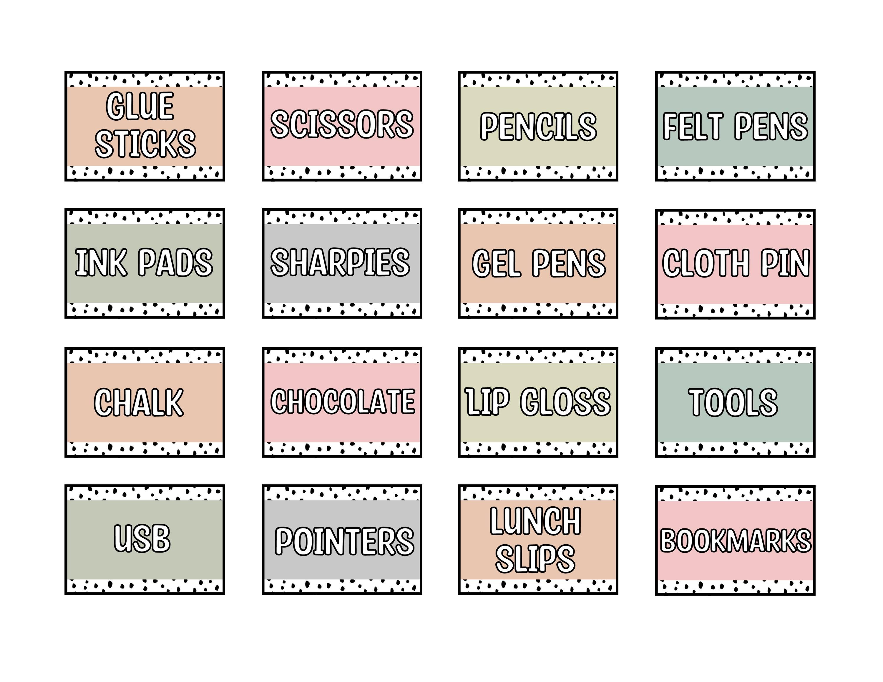 Back to School Printable Spotty Teacher Toolbox Labels, Boho Neutral ...