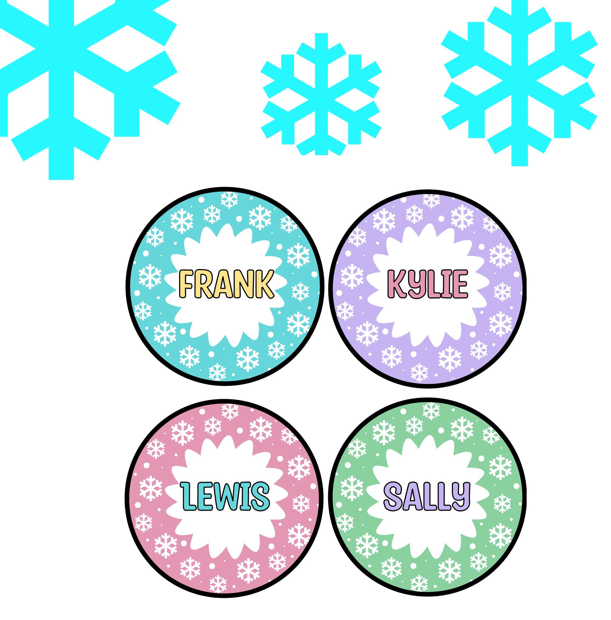 Winter Student Name Tags, Printable Snowflakes Name Labels, Cubby ...