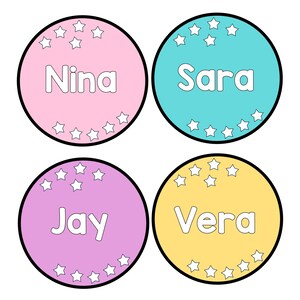 Back to School Printable Stars Student Name Labels, Bright Classroom ...