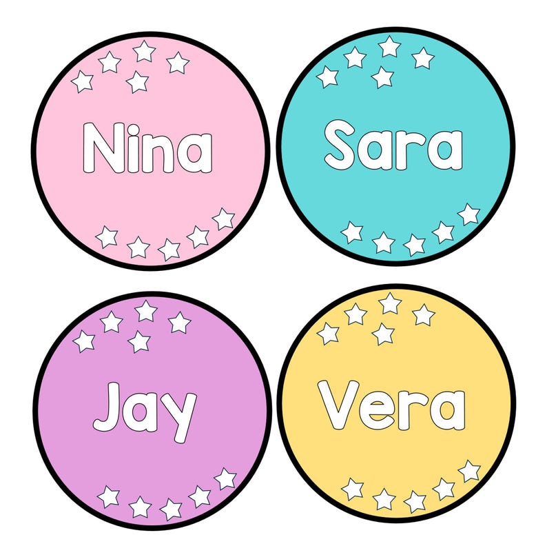 Back to School Printable Stars Student Name Labels, Bright Classroom ...
