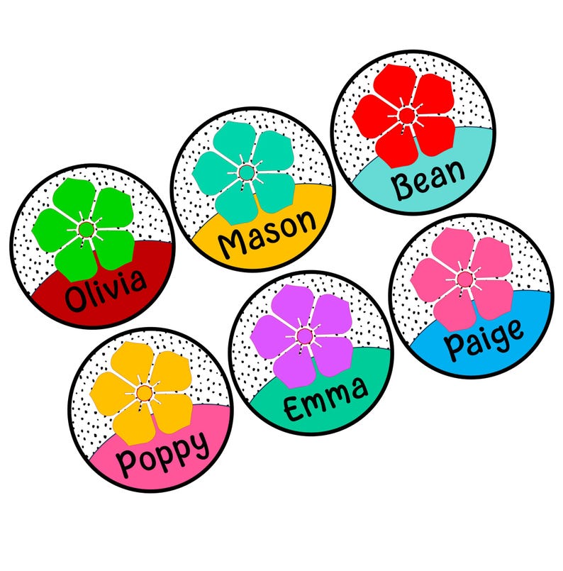 Back to School Floral Spotty Spring Student Name Plates, Spotty ...