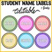 Printable Bright Round Student Name Labels, Circle Name Badges, Name ...