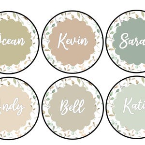 Printable Botanical Student Name Labels, Round Cubbies Labels, Boho ...