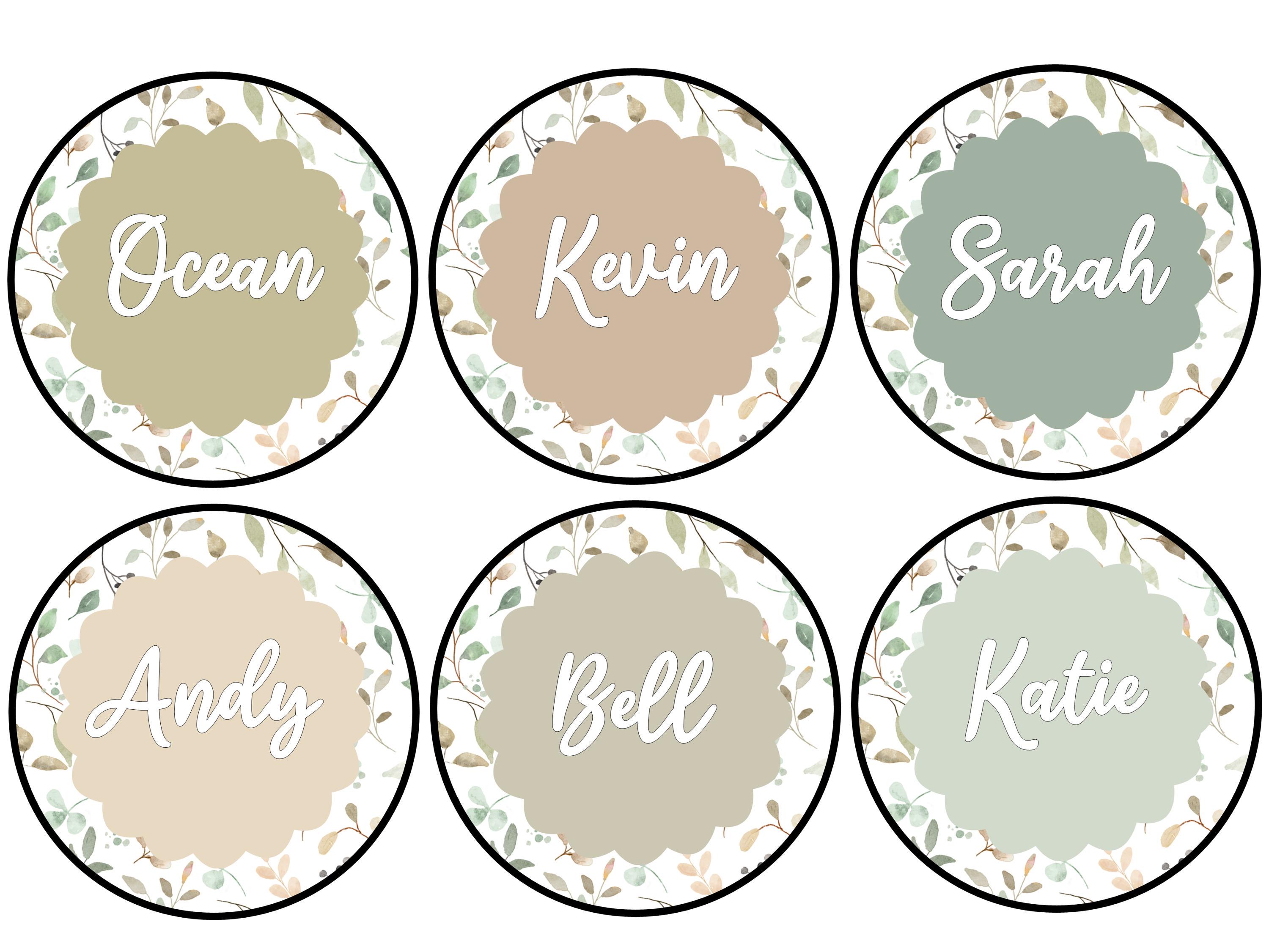 Printable Botanical Student Name Labels, Round Cubbies Labels, Boho ...
