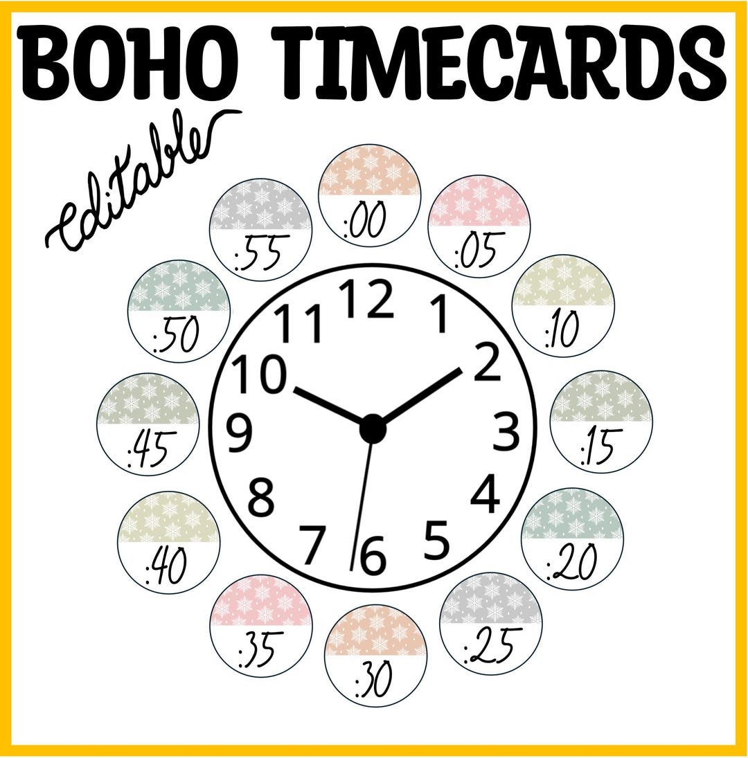 Printable Snowflakes Clock Numbers Display, Editable Clock Numbers ...