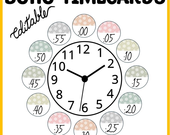 Clock Numbers, Printable Wall Clock Number Display, Pastel Timecards ...