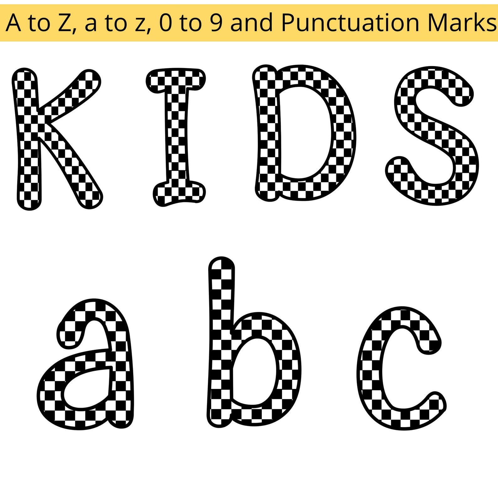 Classic Black and White Checkered Bulletin Board Letters Wall Display ...