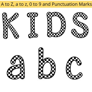 Classic Black and White Checkered Bulletin Board Letters Wall Display ...