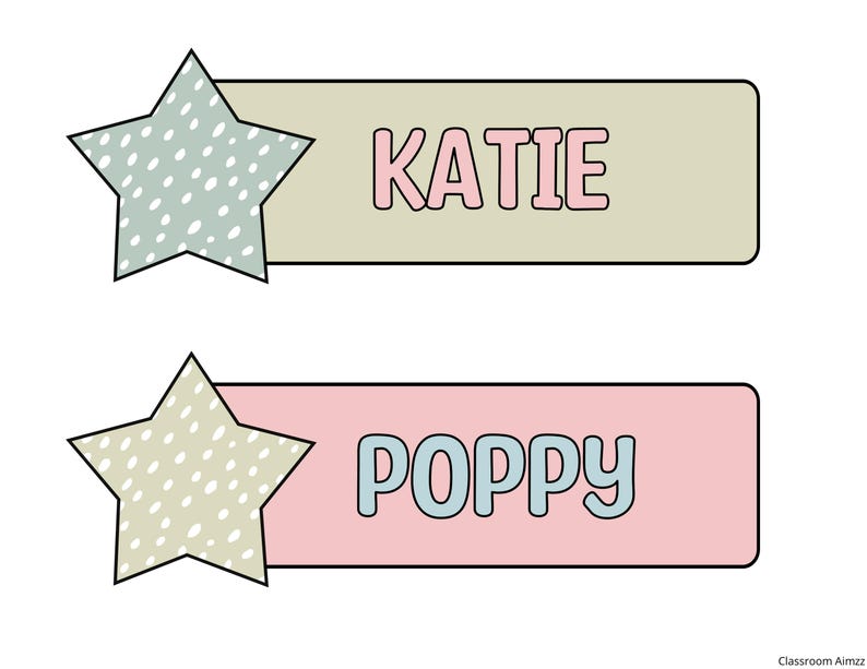 Printable Spotty Boho Neutral Student Name Labels, Editable Classroom ...