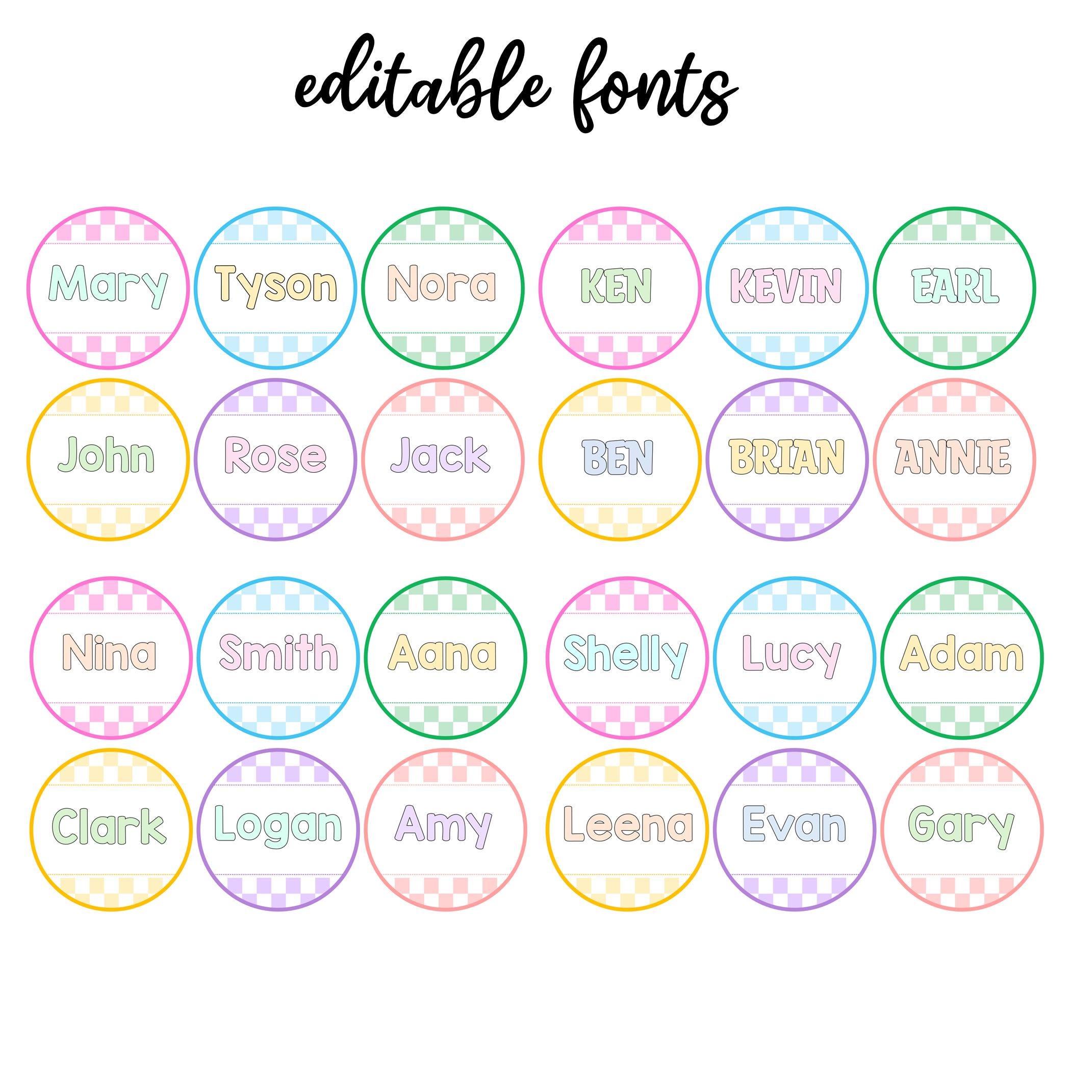 Printable Pastel Student Name Tags, Round Daycare Labels, Circle Cubby ...