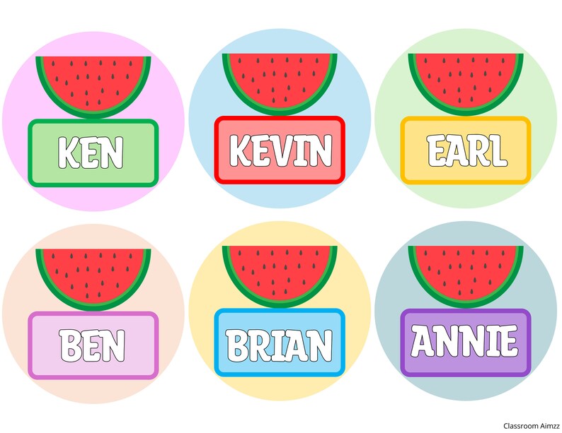 Printable Watermelon Theme Student Name Tags, Name Signs, Classroom ...